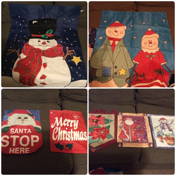 Other | 2 Large And 5 Small Christmas Flags | Poshmark